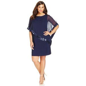 MSK | Dresses | New Msk Womens Deep Navy Blue Plus Size Sequintrim ...